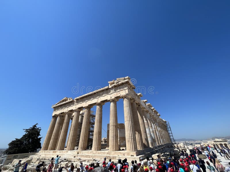 Parthenon with Visitors and Scaffolding Stock Photo - Image of travel ...