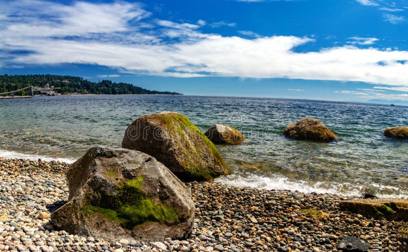 Panoramic View of the Pebble Beach in Sechelt, Sunshine Coast, BC ...