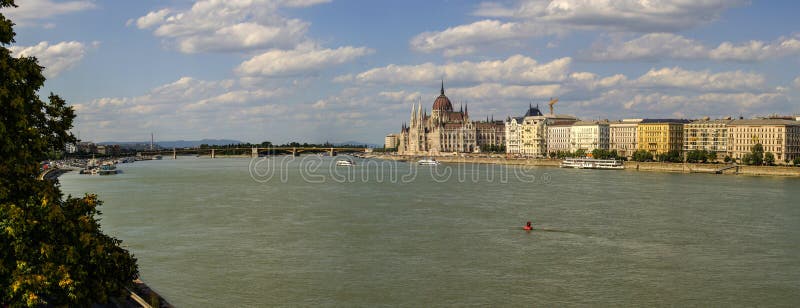 Panoramic View of the Pest Side Stock Photo - Image of bridge, river ...