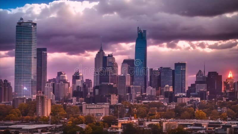 Philadelphia Skyline at Sunset Stock Video - Video of metropolis ...