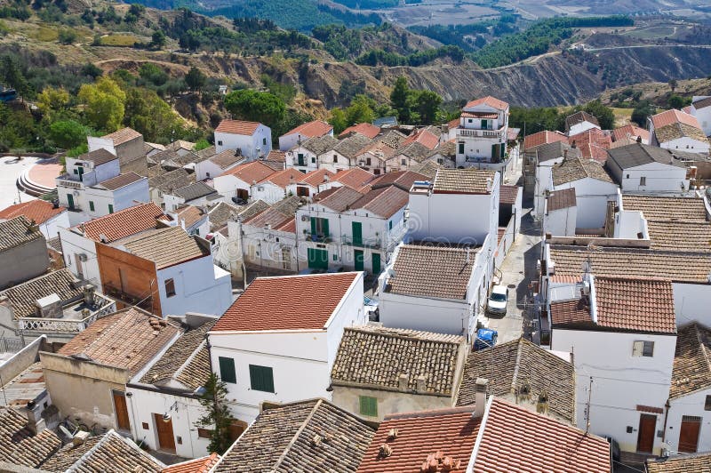 Panoramic View of Pisticci. Basilicata. Italy. Stock Photo - Image of ...