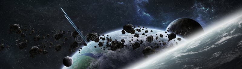 Panoramic View of Planets in Distant Solar System 3D Rendering E Stock ...