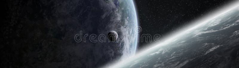 Panoramic View of Planets in Distant Solar System 3D Rendering Elements ...