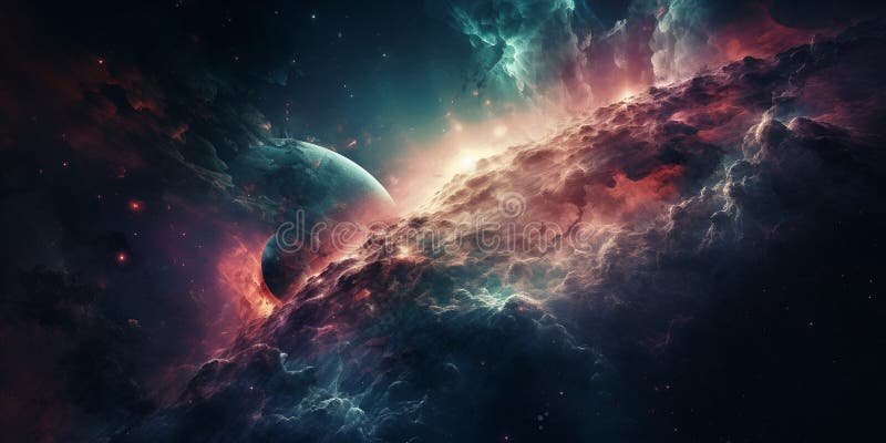 Panoramic View of the Planets . Space Illustration of Planets, Stars ...