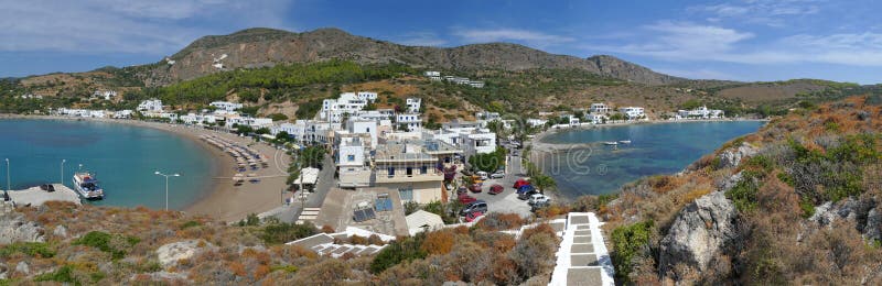Panoramic View of the Port and Bay of Kapsali Editorial Stock Image ...