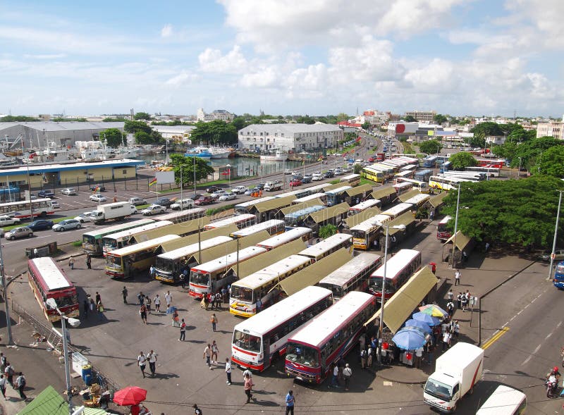 Panoramic View of Port Louis Bus Station Editorial Photography - Image ...