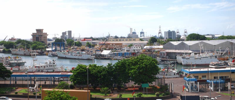 Panoramic View of Port Louis by the Sea Stock Image - Image of ship ...