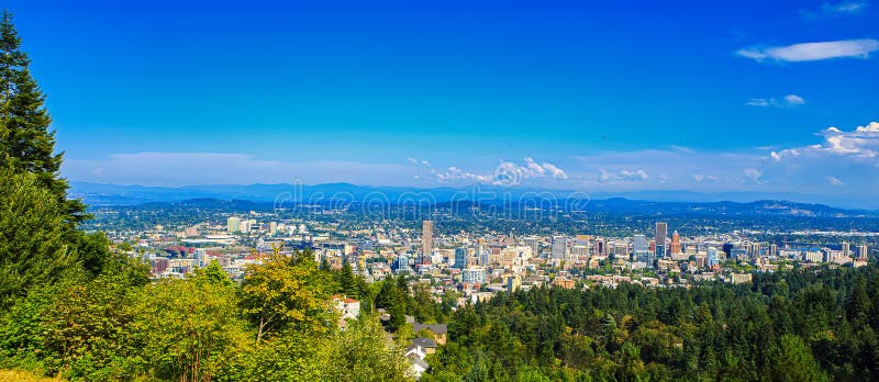Panoramic View Of Portland Skyline Stock Photo - Image of capped ...