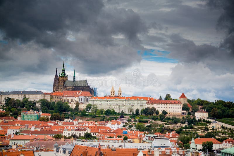 Panoramic View of Prague Castle from Clock Tower Stock Photo - Image of ...