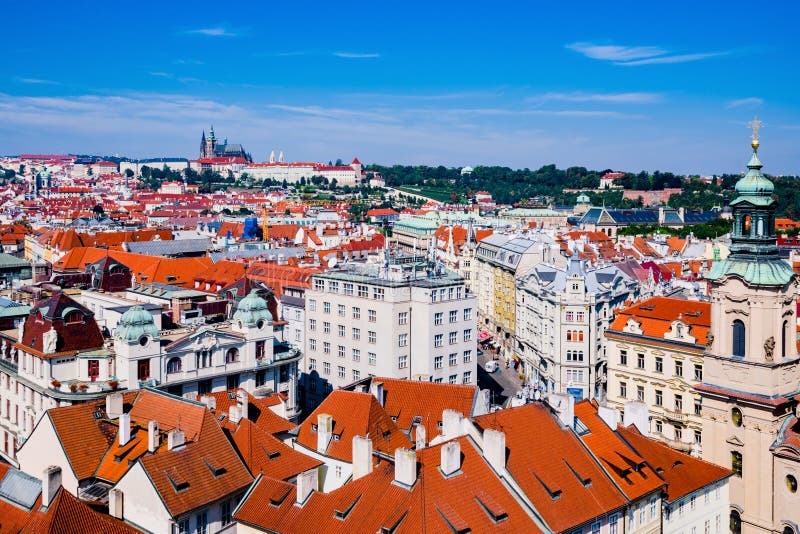 Panoramic View of Prague City Stock Photo - Image of republic, aerial ...
