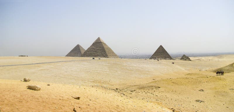 Panoramic View of the Pyramids of Giza Stock Photo - Image of tourism ...