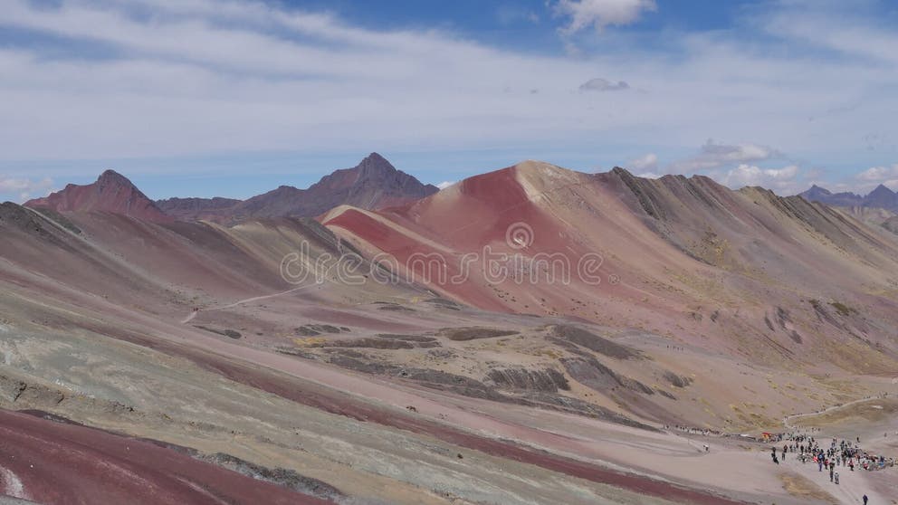 Panoramic View of the Rainbow-Colored Mountain Range Under a Summer ...
