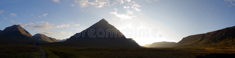 Panoramic View of the Region of Glencoe at Sunset, Scotland Stock Image ...