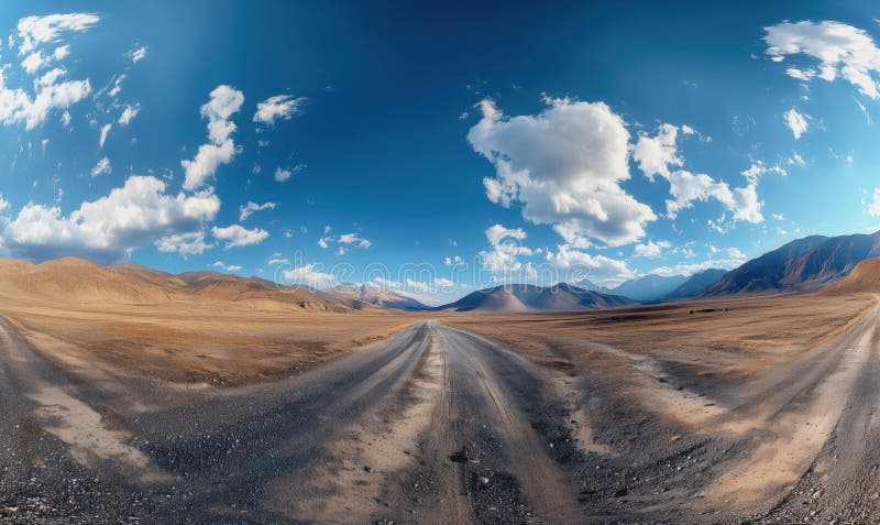 Panoramic View of a Remote Desert Landscape with Dramatic Clouds and ...