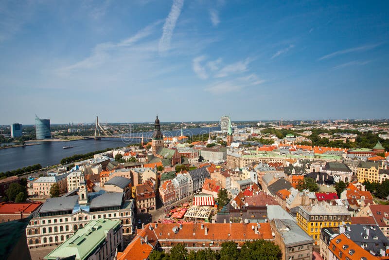 Panoramic view of Riga stock image. Image of cityscape - 17028353