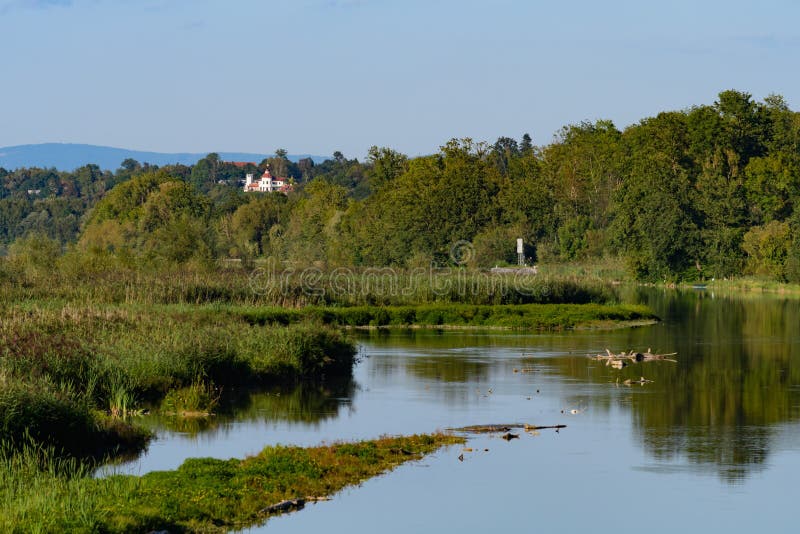 Panoramic View of the River Inn at the Border between Austria and ...