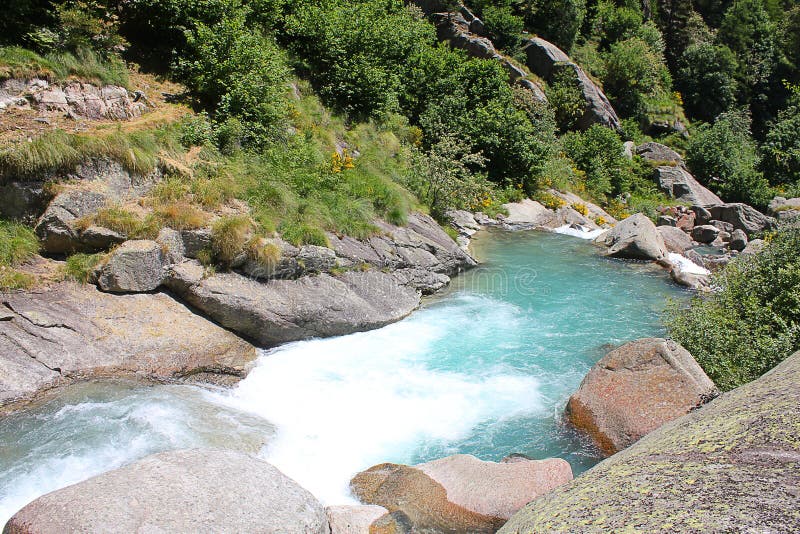Panoramic View of a River in Mountain Stock Image - Image of river ...