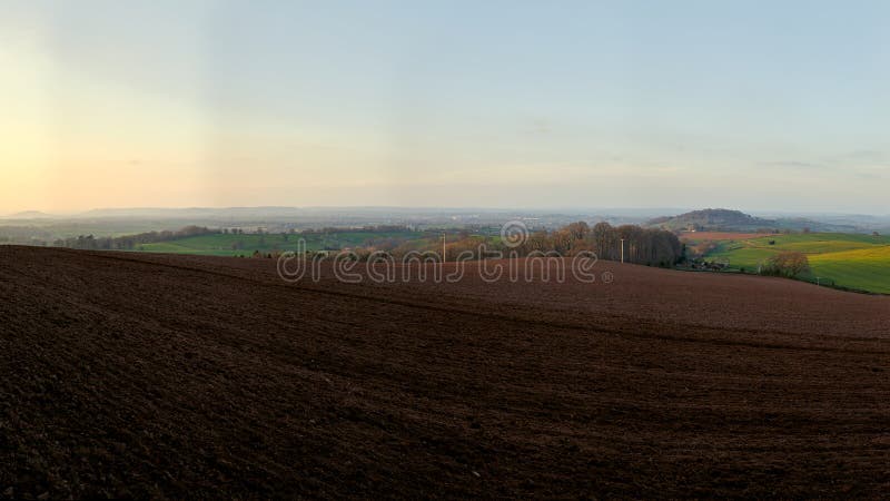 Panoramic View of Rolling English Countryside with Blue Sky and Green ...