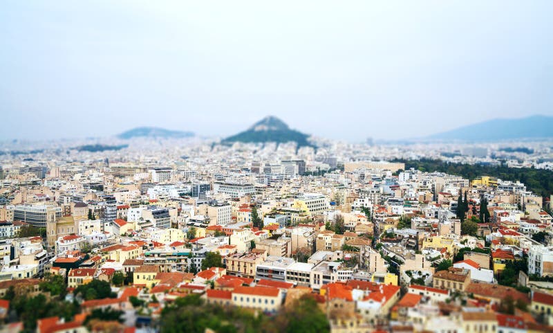 Panoramic Athens. stock image. Image of greece, athena - 132566333