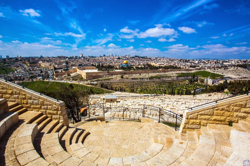 Jerusalem Old City from Mount of Olives Stock Image - Image of history ...