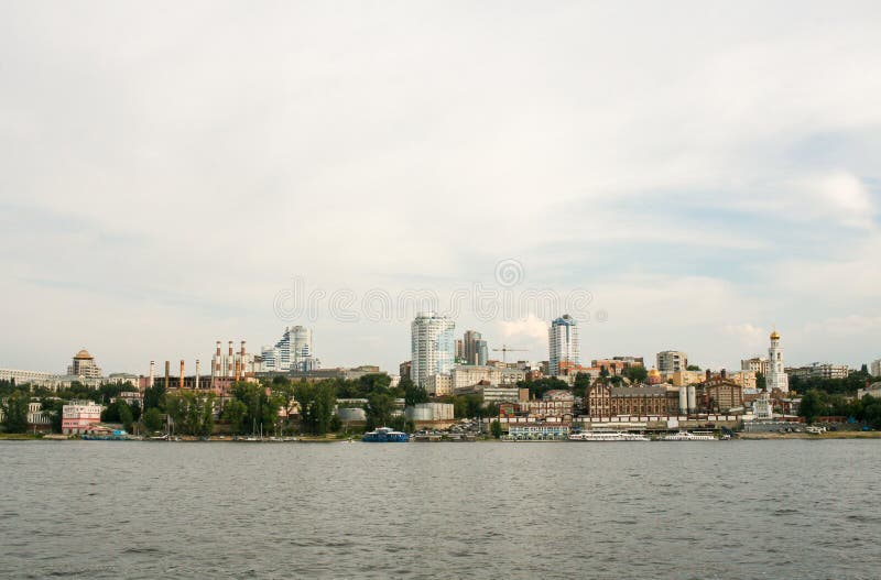 Samara from the Volga stock image. Image of houses, river - 76189285