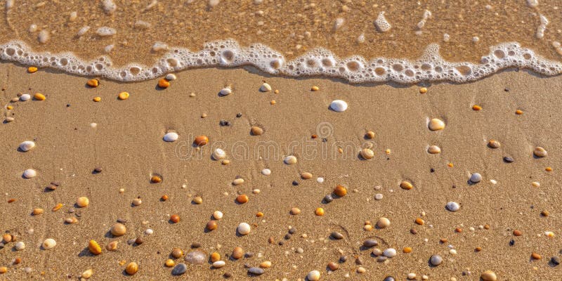 Panoramic View of a Sandy Shoreline with Colorful Shells Coastal ...