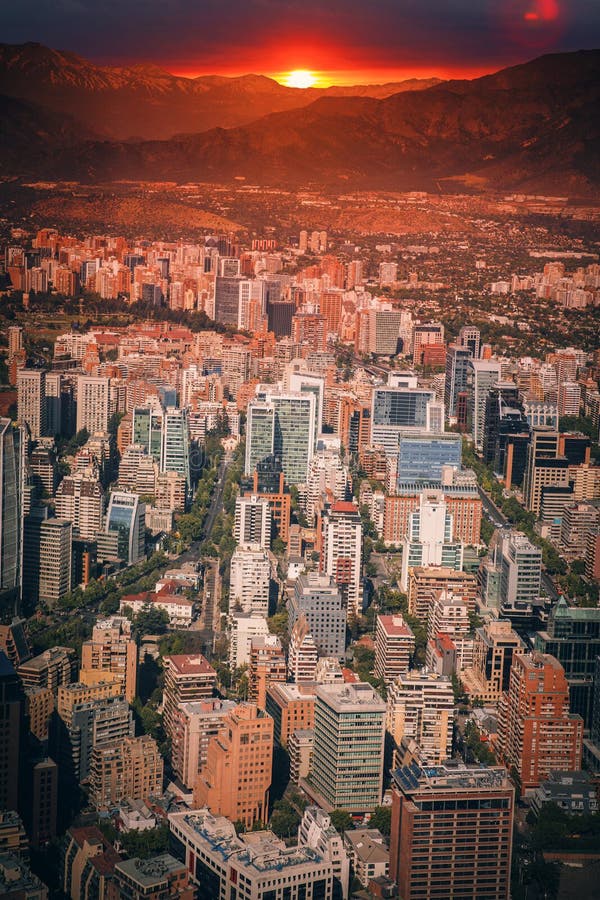 Panoramic View of Santiago De Chile Stock Image - Image of andes ...