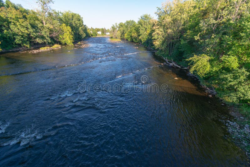 A Panoramic View of the Saranac River Stock Image - Image of ripples ...