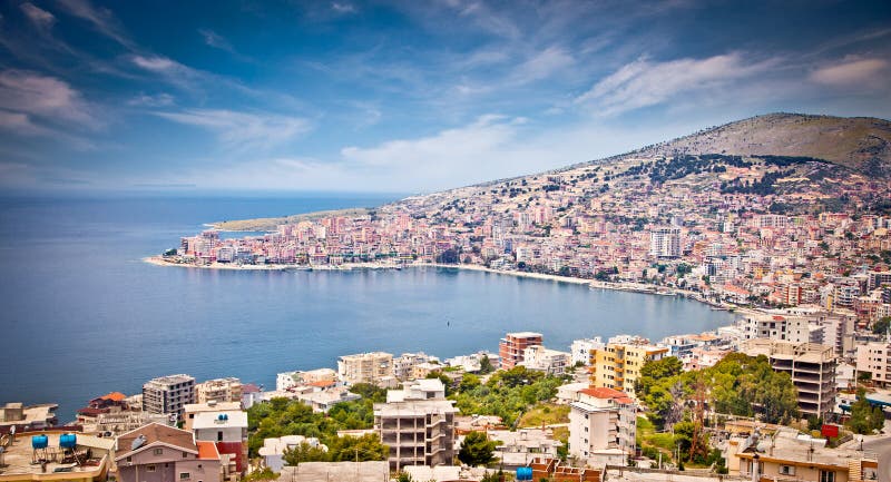 Panoramic View on Sarande City, Albania. Stock Photo - Image of resort ...