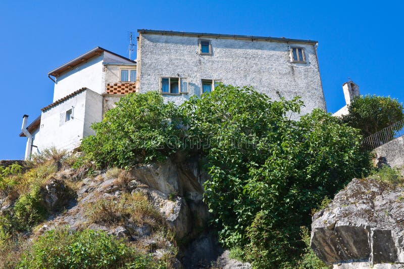 Panoramic View of Satriano Di Lucania. Italy. Stock Photo - Image of ...
