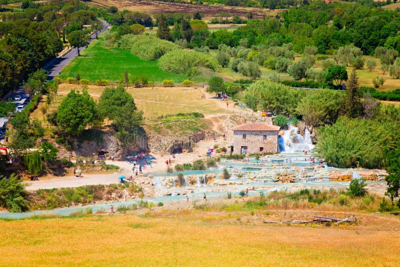 Panoramic View of Saturnia Thermal Spring, Toscana, Italy Stock Image ...