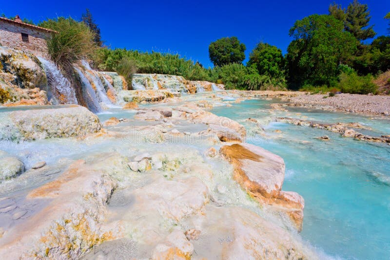 Panoramic View of Saturnia Thermal Spring, Toscana, Italy Stock Image ...