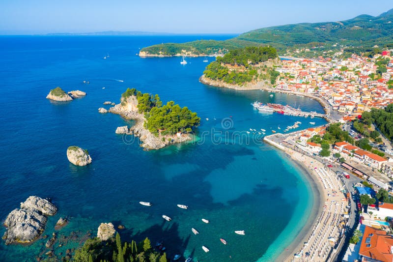 Panoramic View of Scenic Parga City, Greece. Stock Image - Image of ...