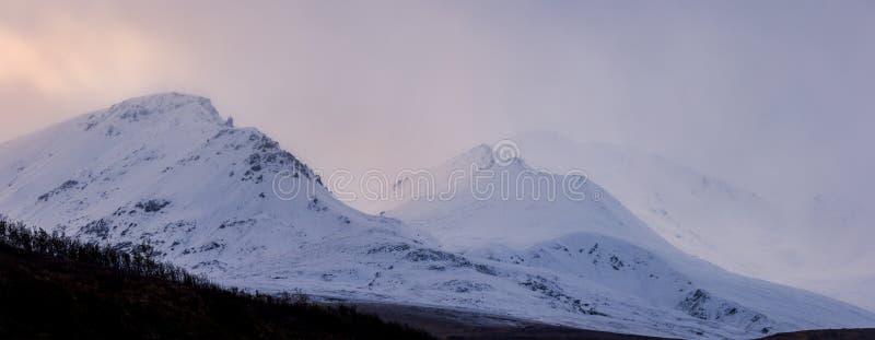 Panoramic View of Scenic Snow Covered Mountains in Alaska during Stock ...