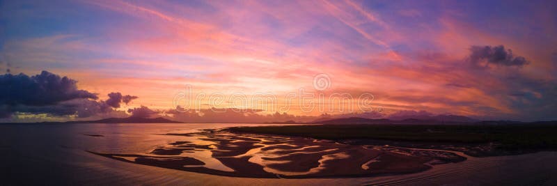Panoramic View of a Scenic Sunrise Over the Bushland Beach Stock Photo ...