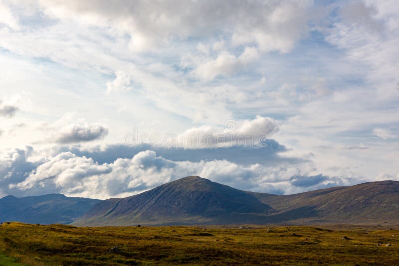 Panoramic View on Scottish Highlands with Dramatic Sky Over Hill Stock ...