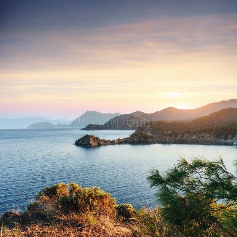 Panoramic View on Sea Coast. Beauty World. Turkey Stock Image - Image ...