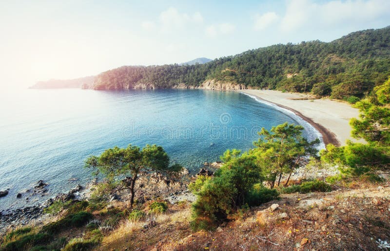 Panoramic View on Sea Coast. Beauty World. Turkey Stock Image - Image ...