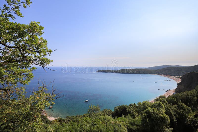 Panoramic View of the Sea, Mountains and Beach from a Height Stock ...