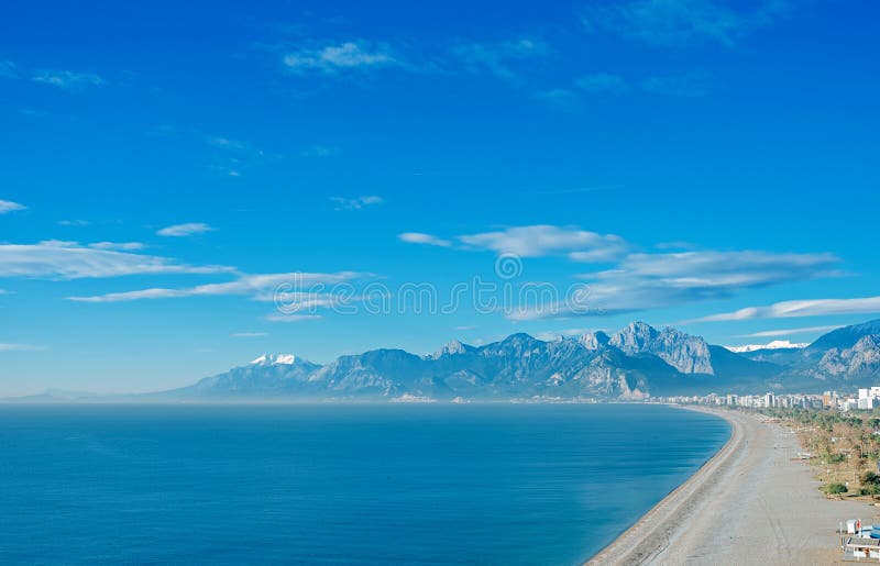 Panoramic View of the Sea and the Promenade in Antalya Turkey Stock ...