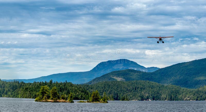 Panoramic View of the Seaplane Over Ruby Lake, Sunshine Coast, BC ...