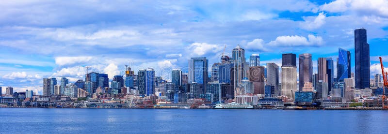 Panoramic View of Seattle City in USA Stock Image - Image of offices ...