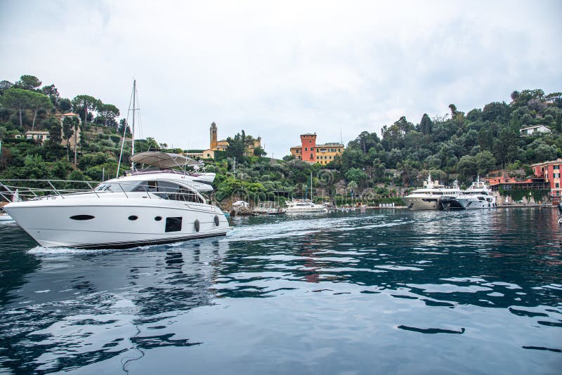 Panoramic View of the See and the Boat Portofino, Editorial Image ...