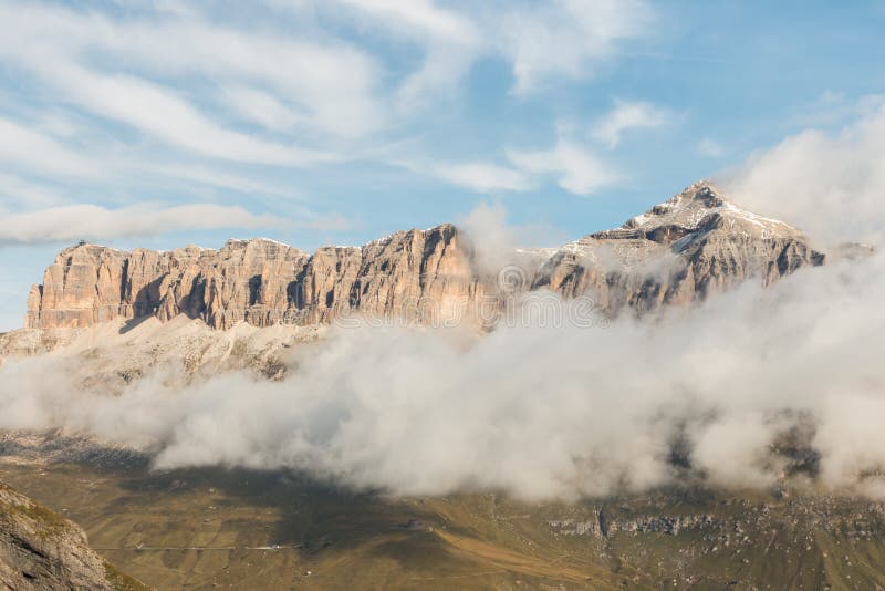 Sella Group Massif with Piz Boe Peak in Dolomites, Italy Stock Image ...