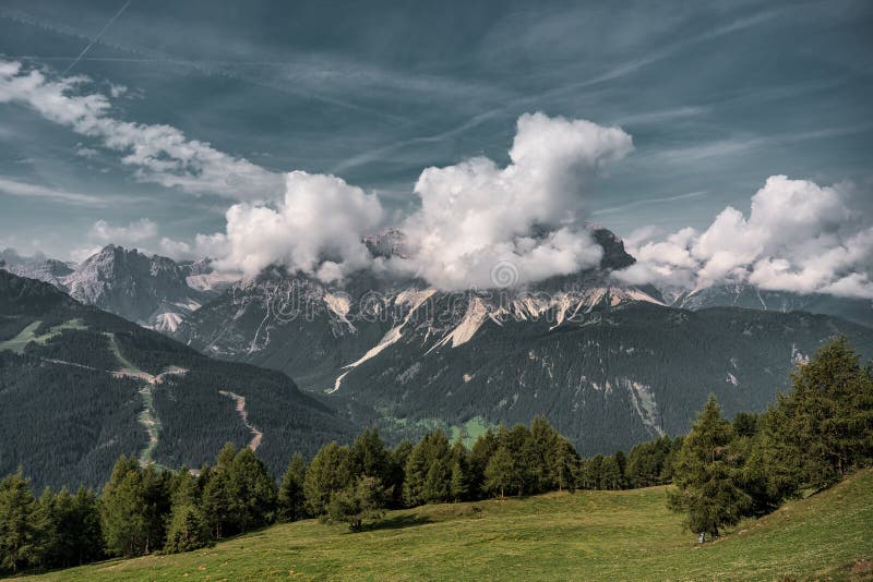 Panoramic View of the Sexten Dolomites, Italy. Stock Image - Image of ...