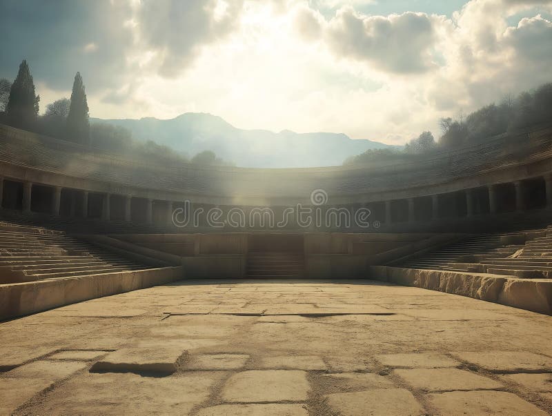 Coliseum, Sunny Day, Empty Arena, Ancient Architecture, Panoramic View ...