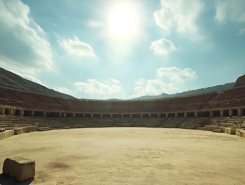 Coliseum, Sunny Day, Empty Arena, Ancient Architecture, Panoramic View ...