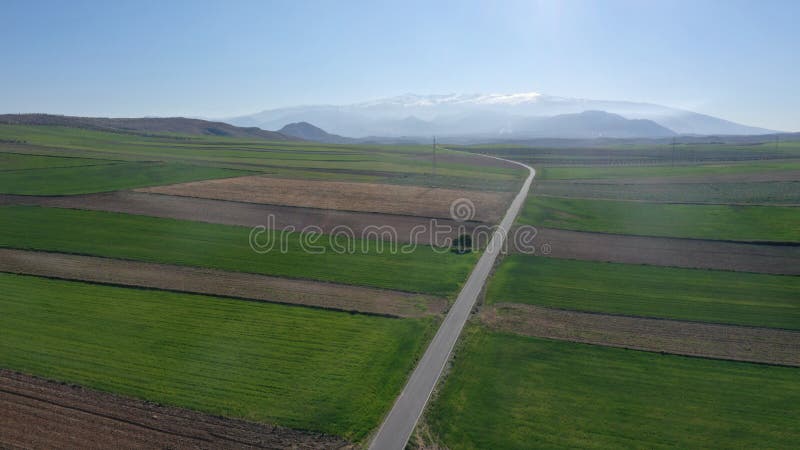 Panoramic View of Sierra Nevada from the Countryside with Drone View ...