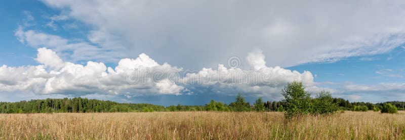 Panoramic View of Sky with Clouds and Field Stock Image - Image of ...