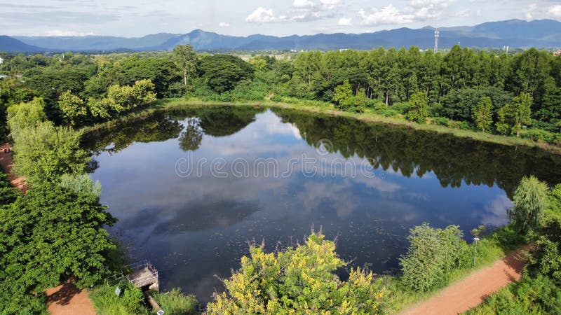 Panoramic View of Small Reservoir Stock Image - Image of lake ...